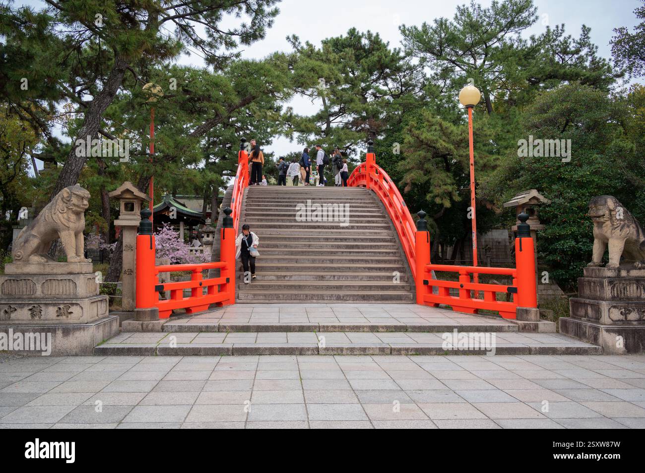 View of the steps leading to the taiko bashi bridge inside the ...