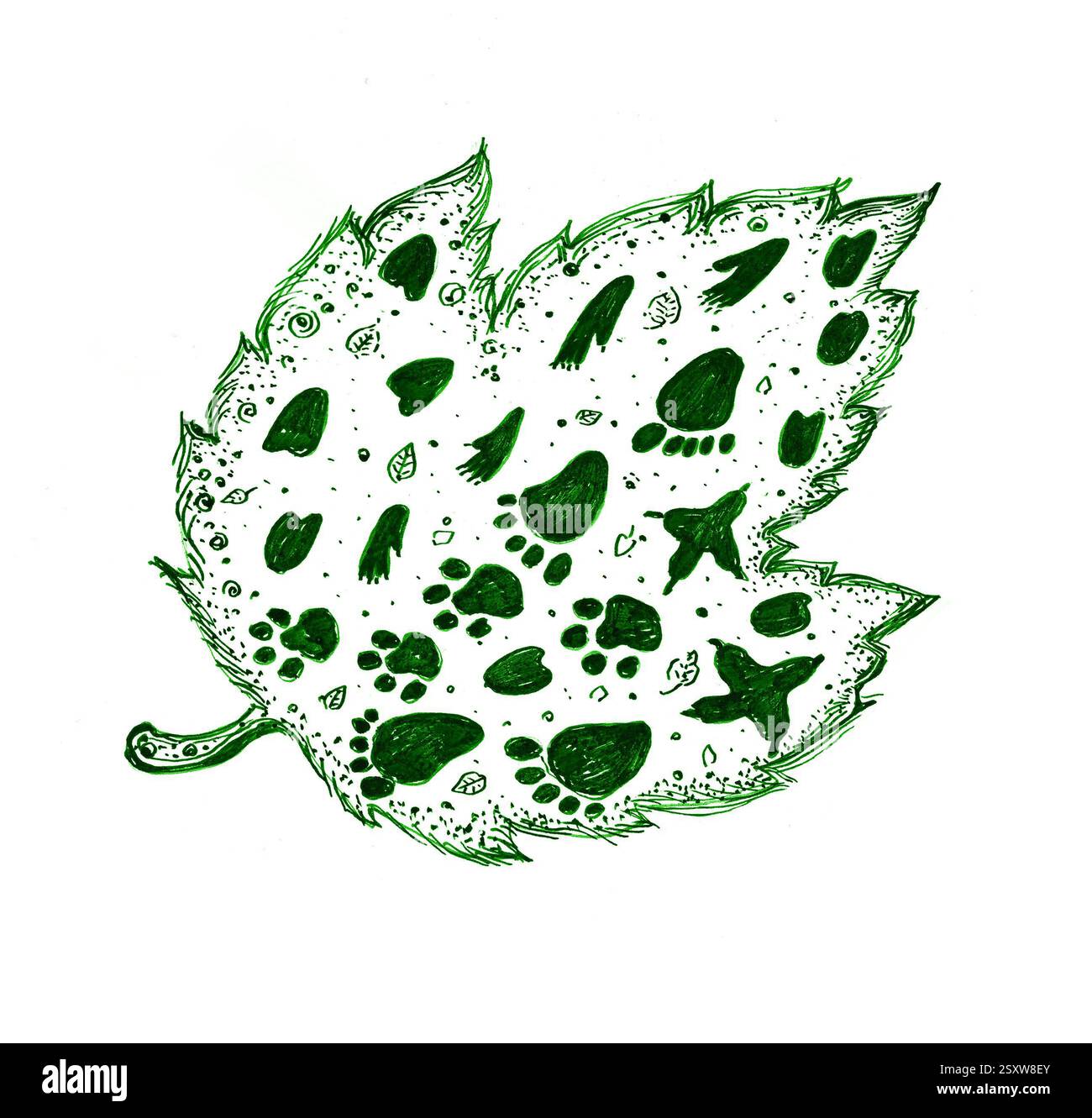 Leaf is filled with various elements. Animal paw prints of various ...