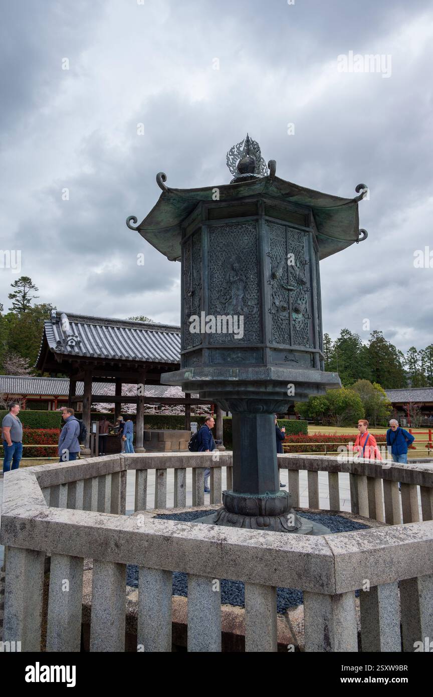 View of a monument inside the Todaiji Temple complex in Nara, one of ...