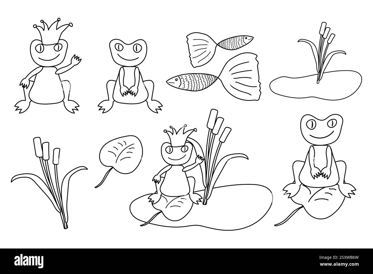 Frog lily pad line drawing hi-res stock photography and images - Alamy