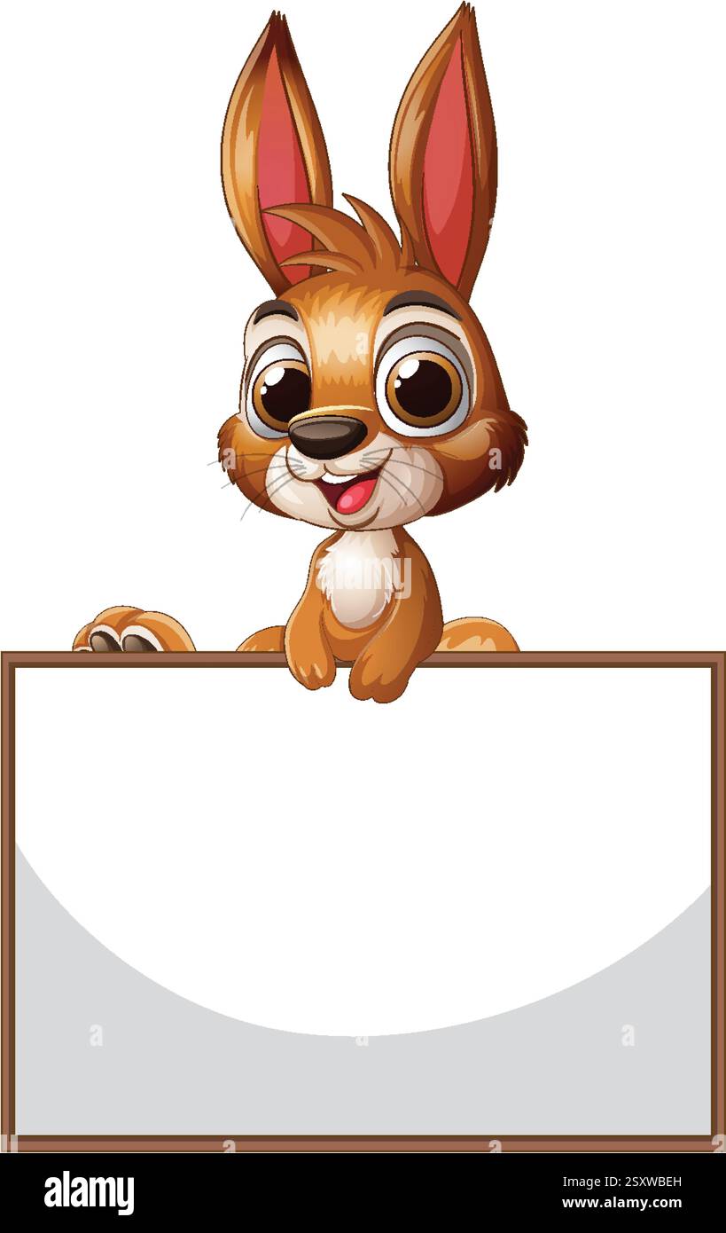 Adorable bunny peeking over a blank sign Stock Vector Image & Art - Alamy