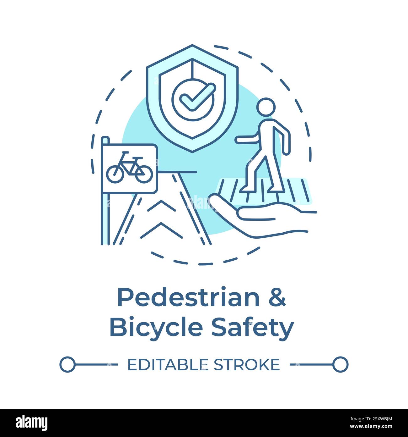 Pedestrian and bicycle safety soft blue concept icon Stock Vector Image ...