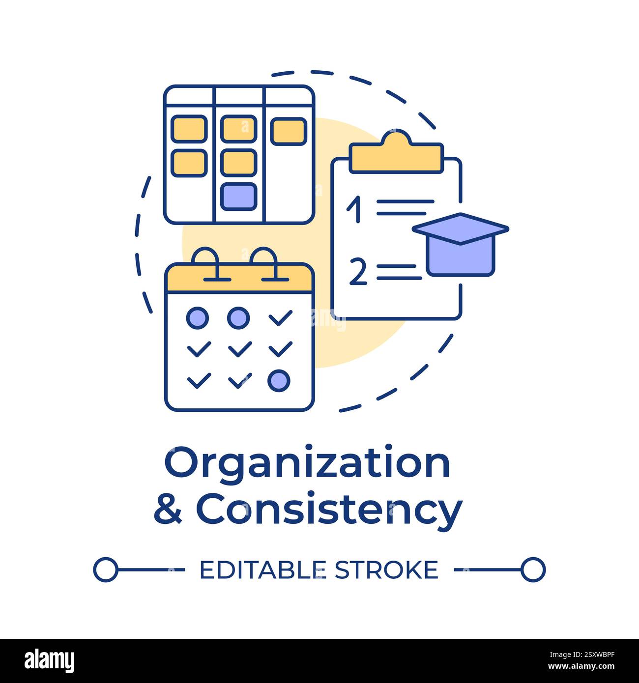 Organization and consistency multi color concept icon Stock Vector ...