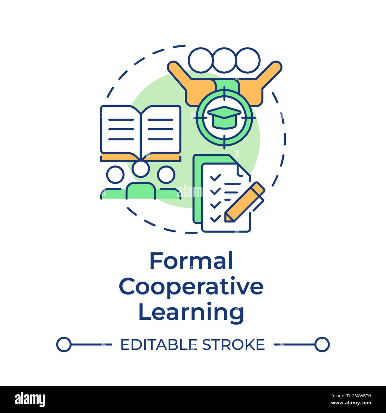 Formal cooperative learning multi color concept icon Stock Vector Image ...