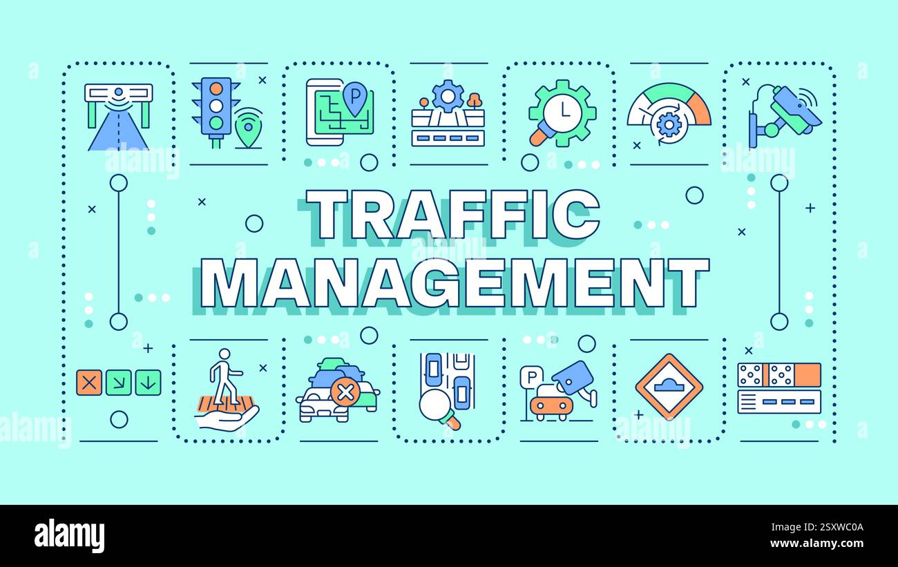 Traffic management turquoise word concept Stock Vector Image & Art - Alamy