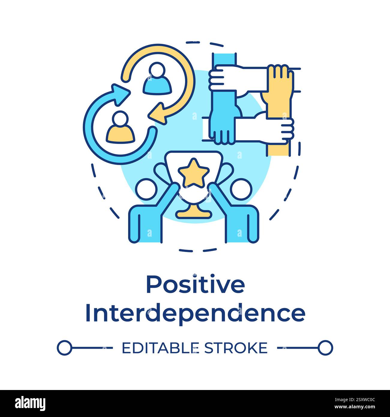 Positive interdependence multi color concept icon Stock Vector Image ...