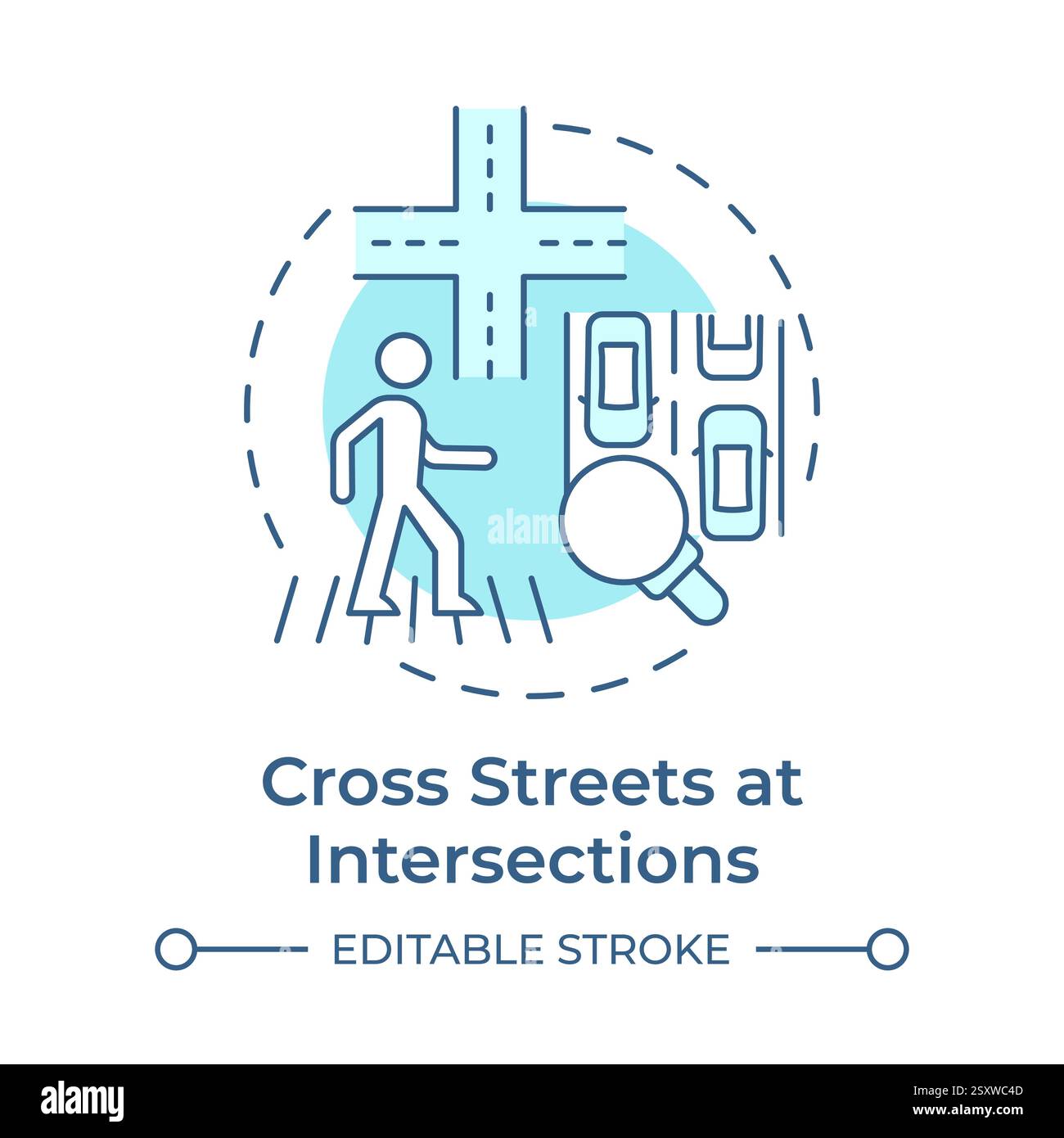 Cross streets at intersections soft blue concept icon Stock Vector ...