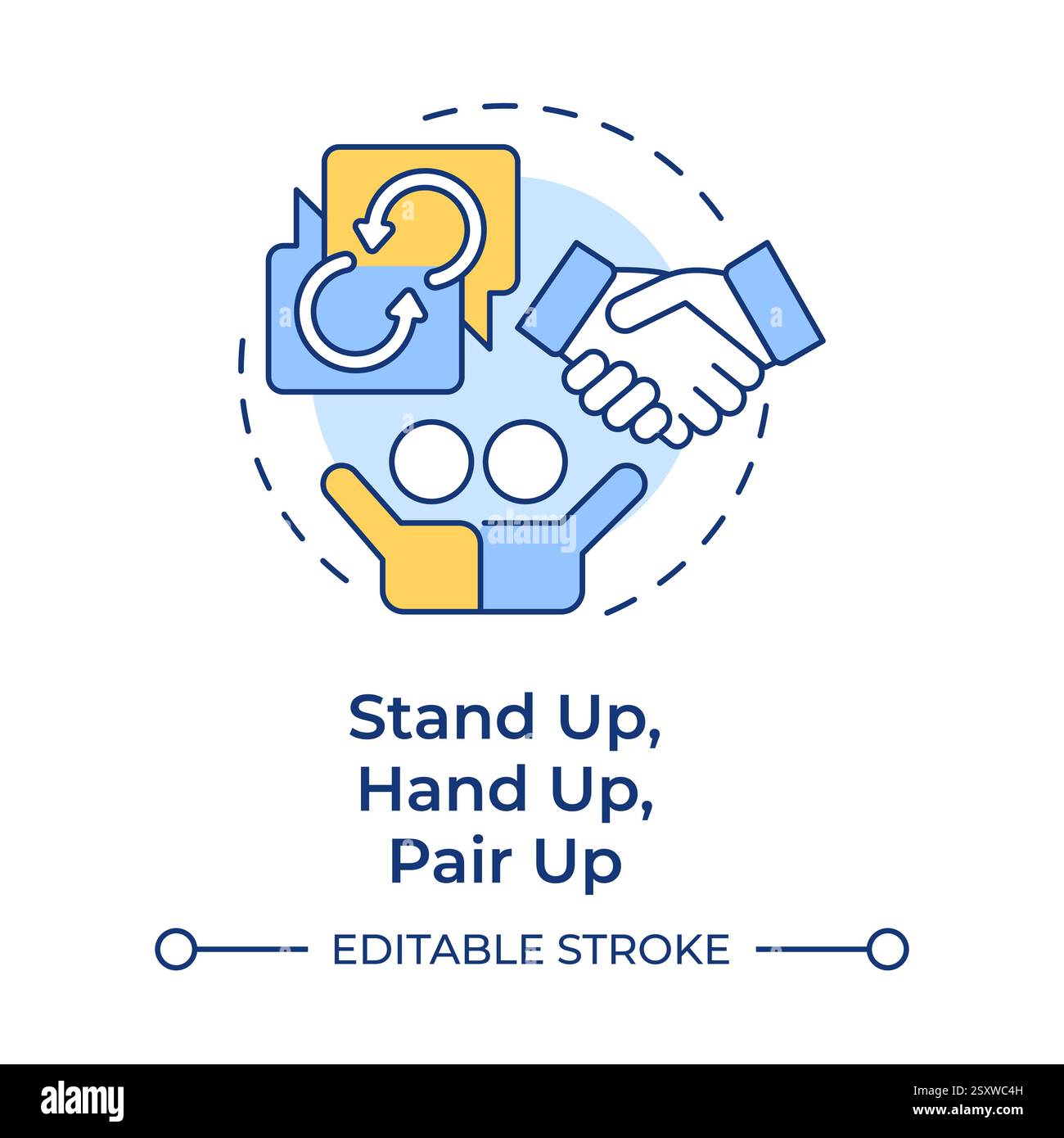 Stand up, hand up, pair up multi color concept icon Stock Vector Image ...