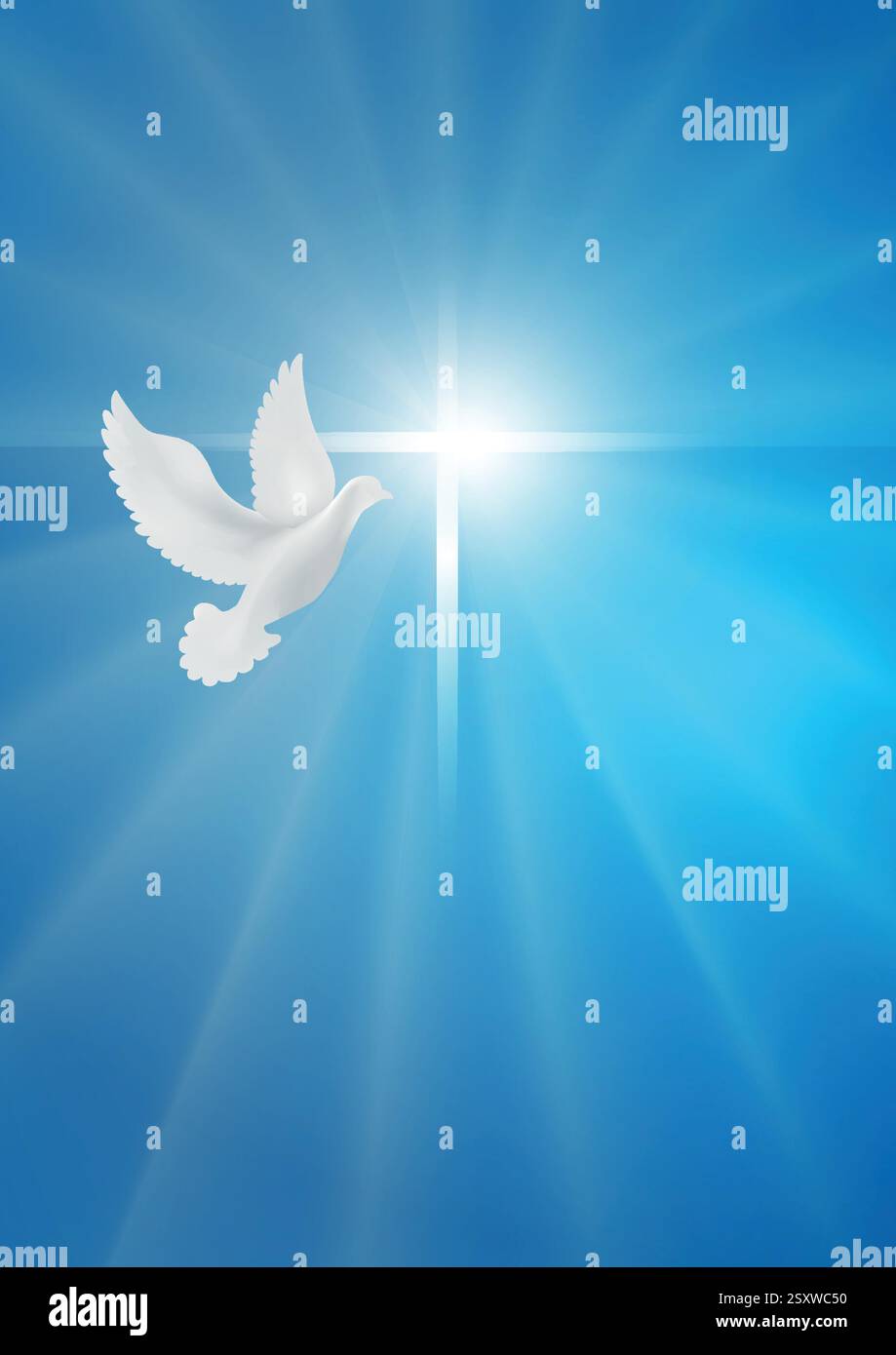 Dove whit christian cross symbol. Crucifix. Easter. Sign of purity. Faith. Baptism. Holy Spirit ...