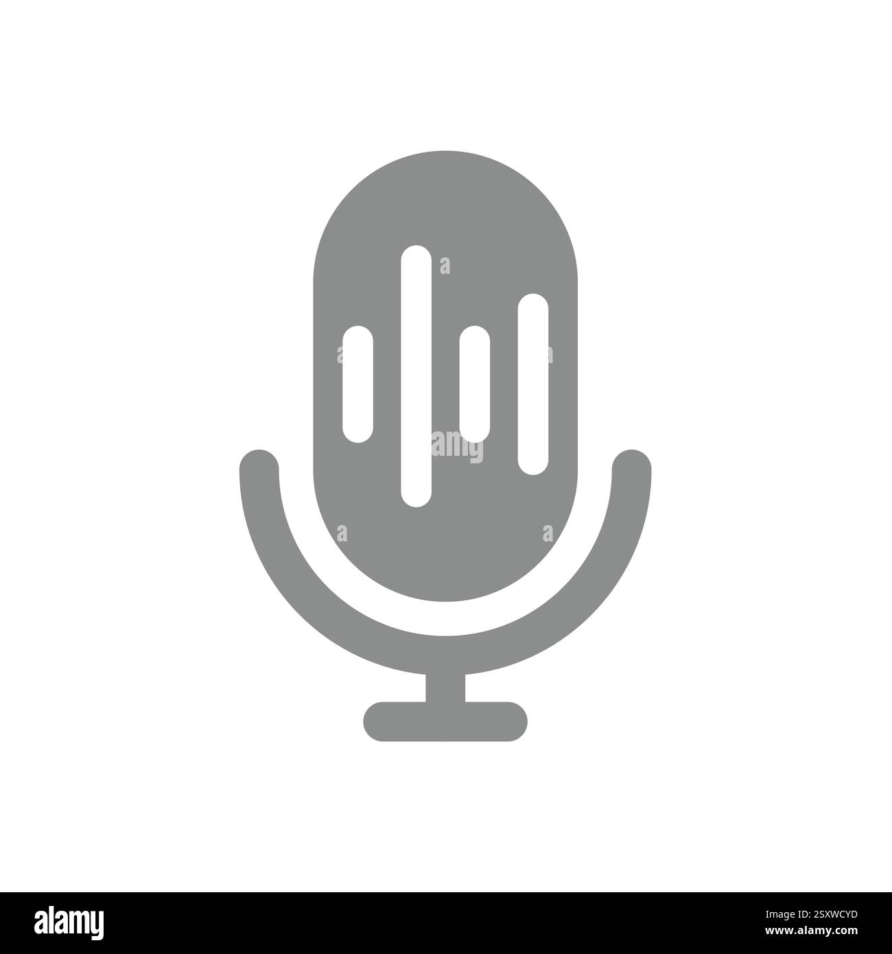 Microphone with sound wave. Music, podcast and audio vector icon Stock ...