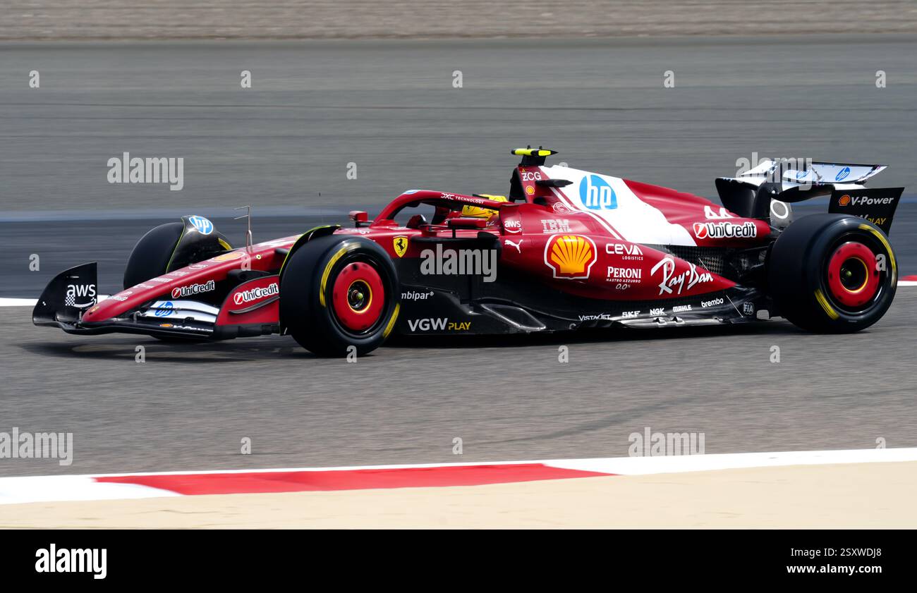 Ferrari driver Lewis Hamilton on day one of pre-season testing at the ...