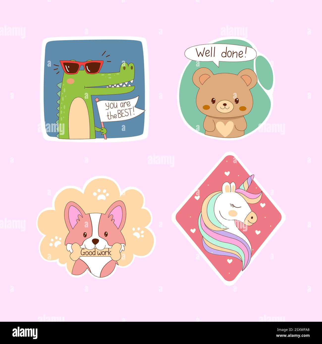 Well done, good job stickers for kids, reward, achievement for ...