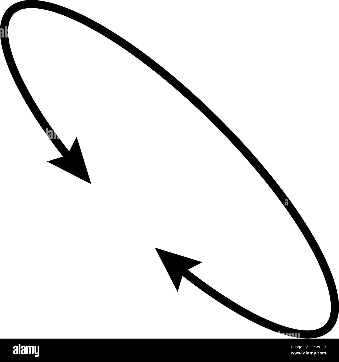 Oval circle double arrow icon. Ellipse orbit line arrow symbol. Oval ...