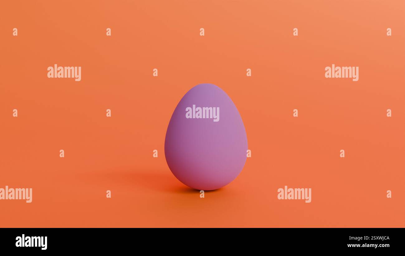 3d model of purple Easter egg on orange background background as ...