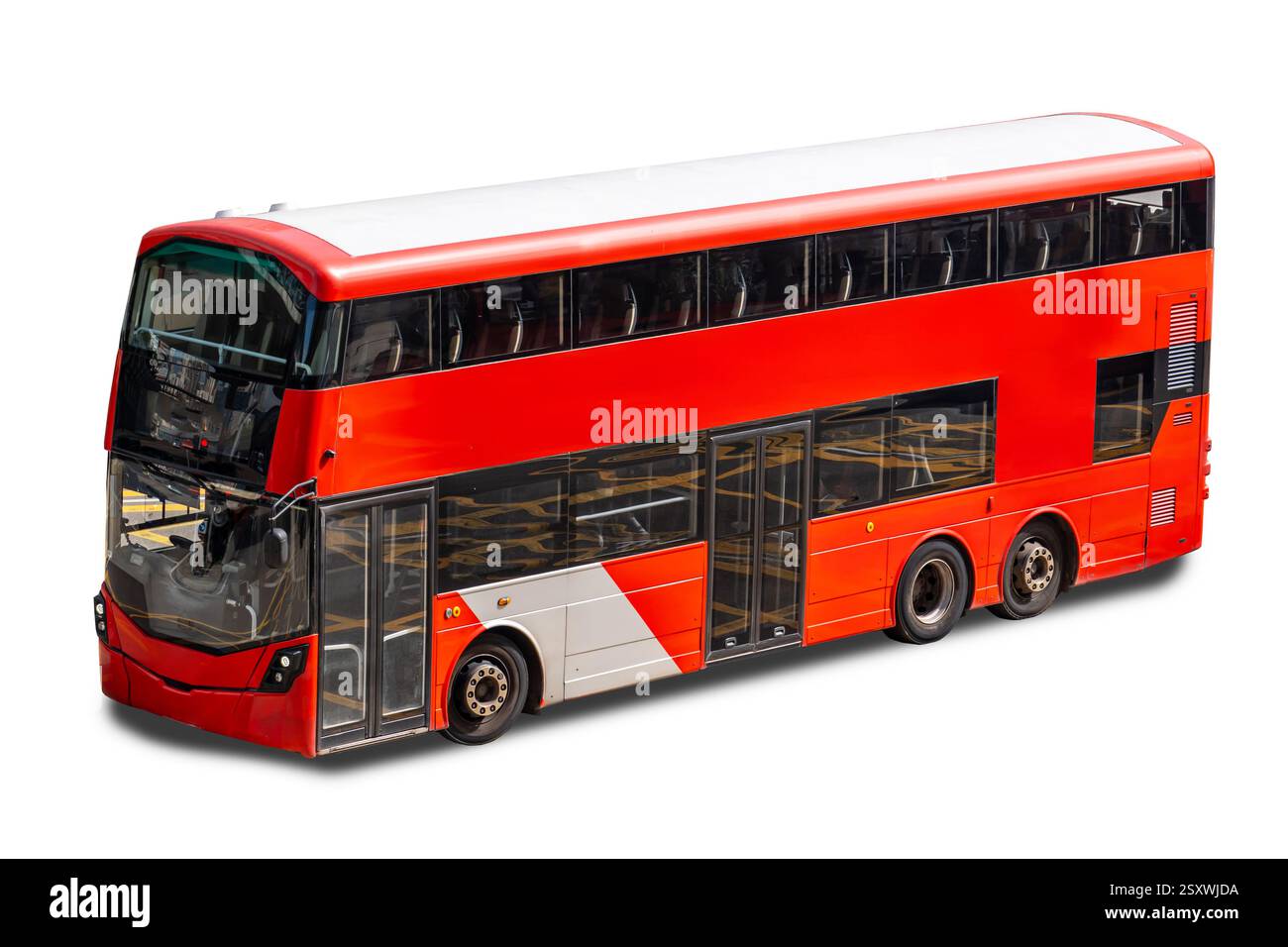 Double-decker shuttle red bus isolated on white background Stock Photo ...