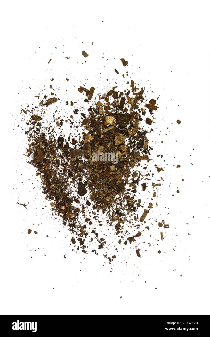 Peat soil isolated. Dried dry dirt, ground pile, manure soil, arid dirt ...