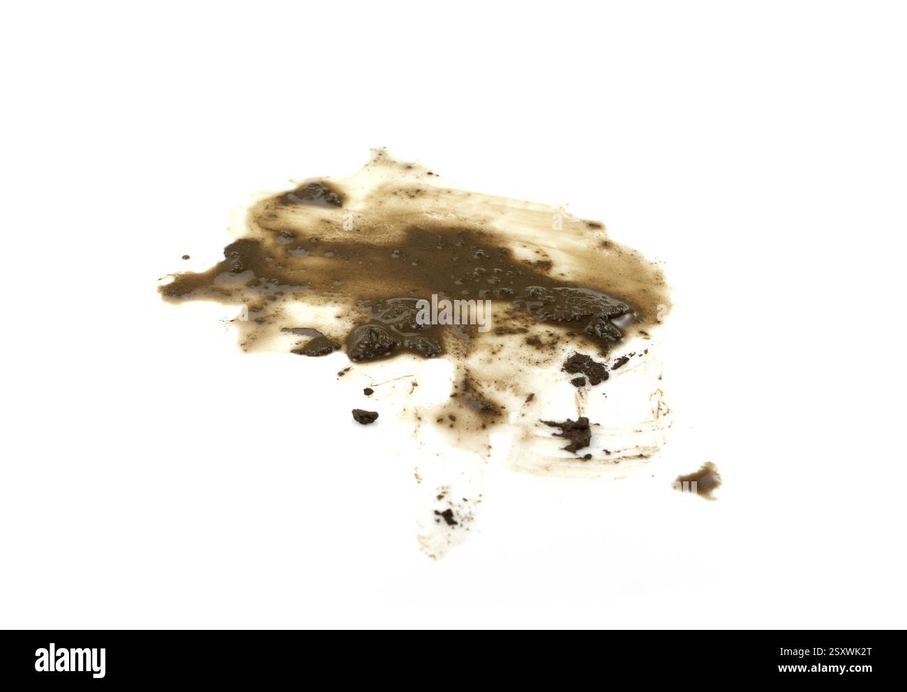 Wet mud, stains texture isolated on white. Mud pile isolated on white ...