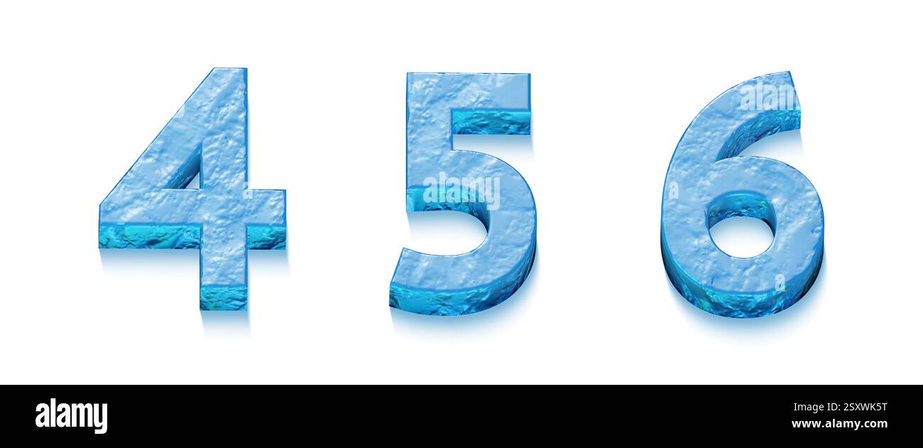 3d alphabet, set of letters and numbers made of ice, 3d illustration ...