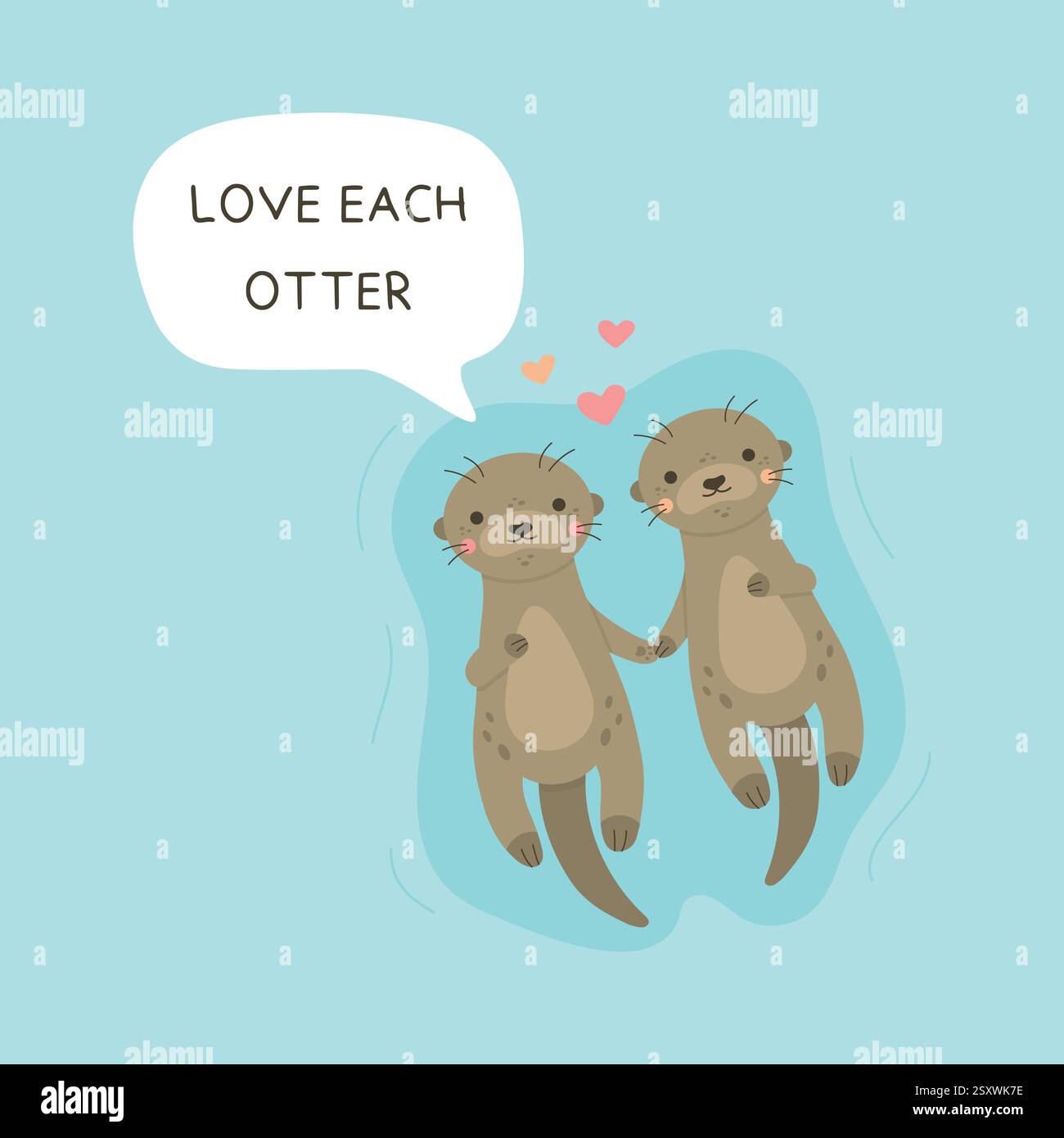 Love each otter, two otters holding paws vector Stock Vector Image ...
