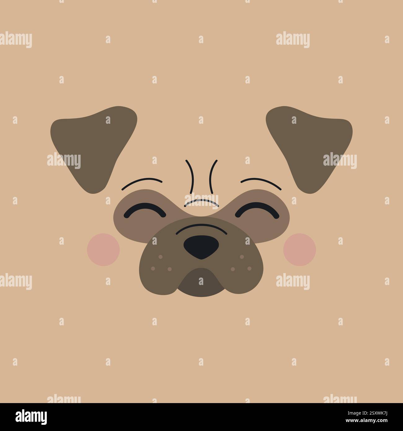 Cute beige pug dog vector illustration Stock Vector Image & Art - Alamy