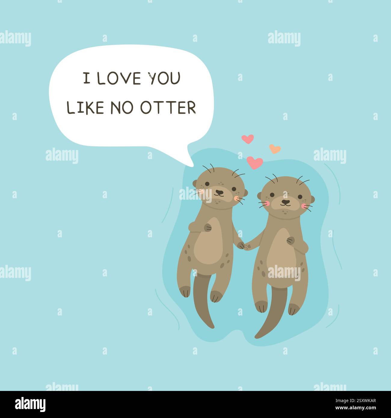 I love you like no otter, otters holding vector Stock Vector Image ...