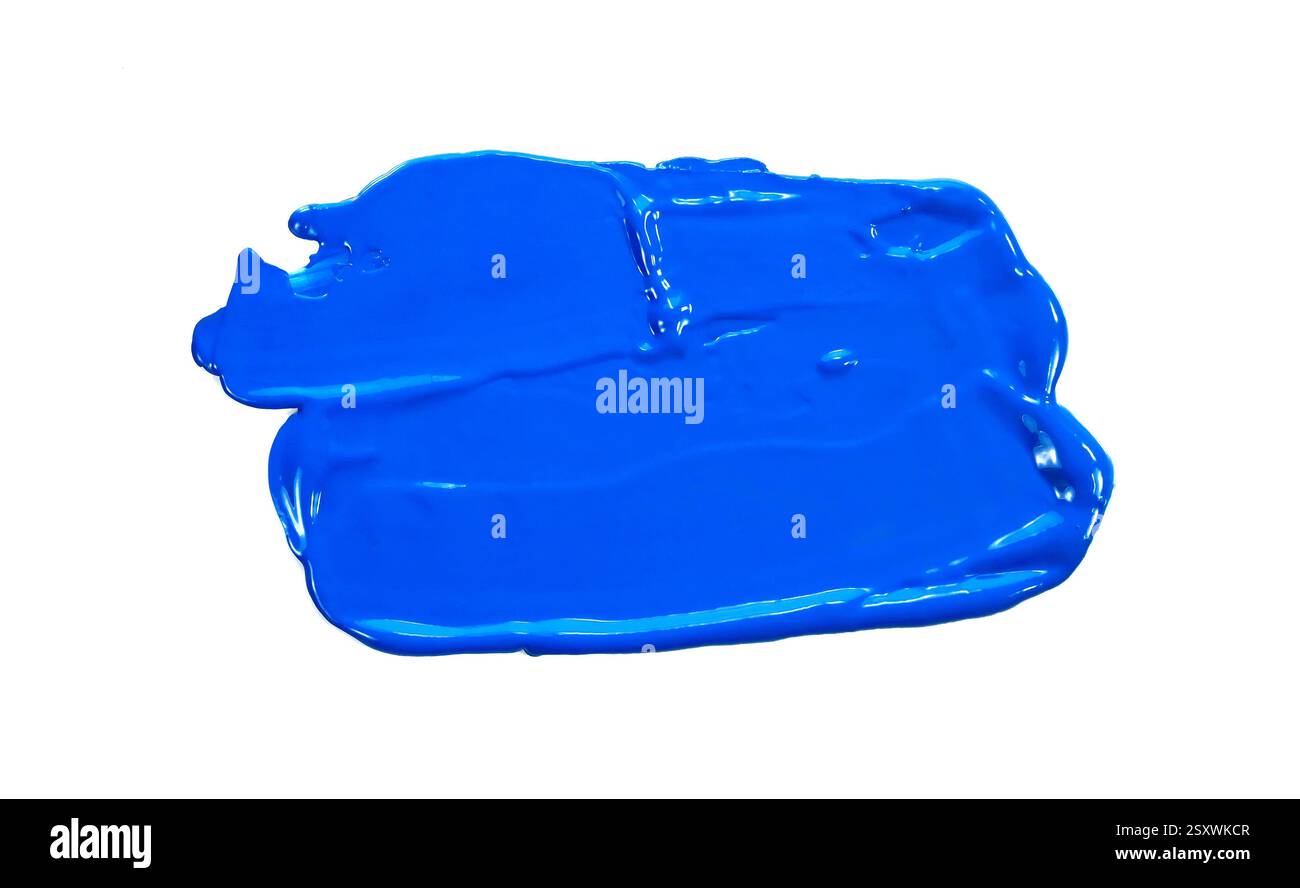 The puddle of blue paint spill isolated on white background Stock Photo ...