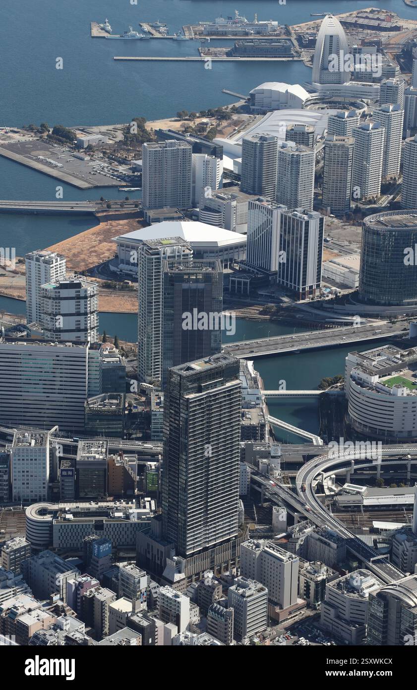 An aerial photo shows The Yokohama Front (bottom), commercial complex ...