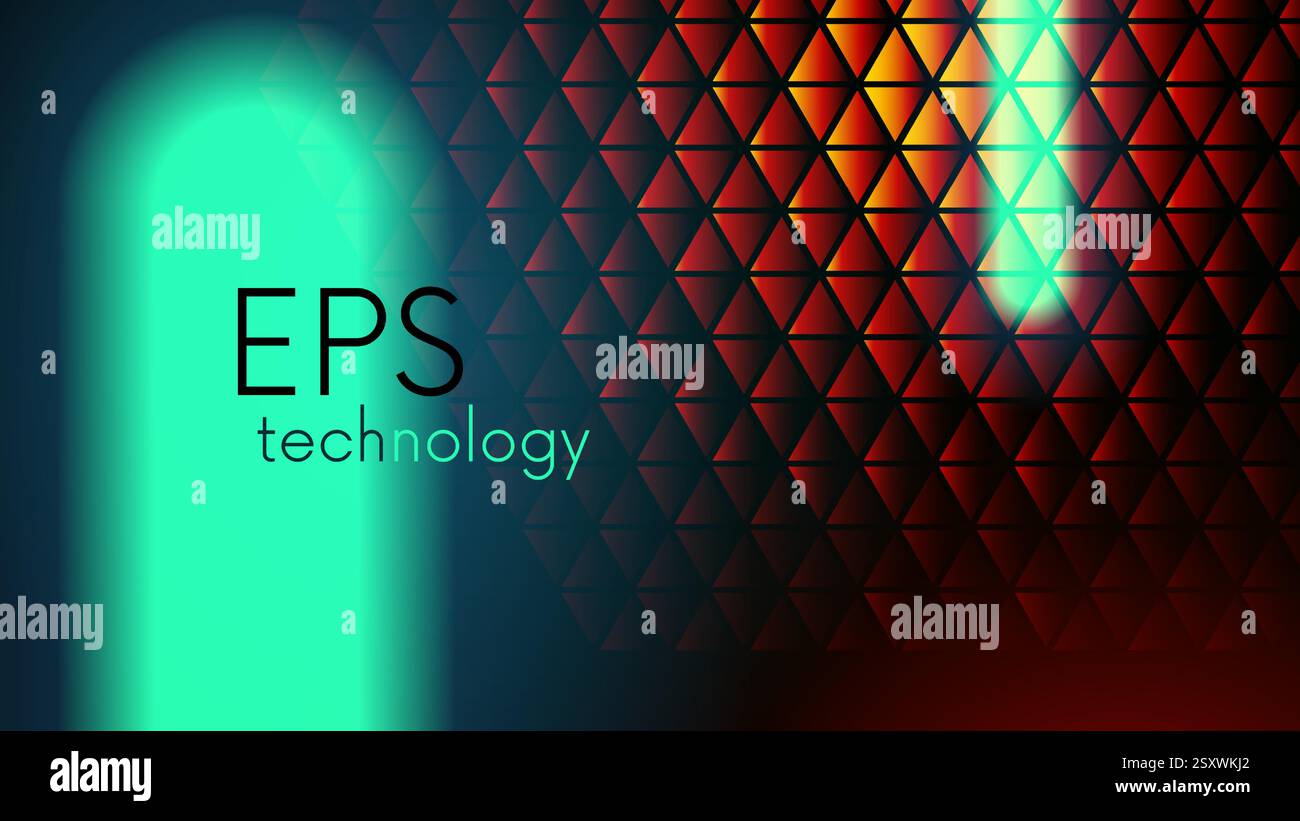 Abstract glowing triangles glass with neon light on dark background ...