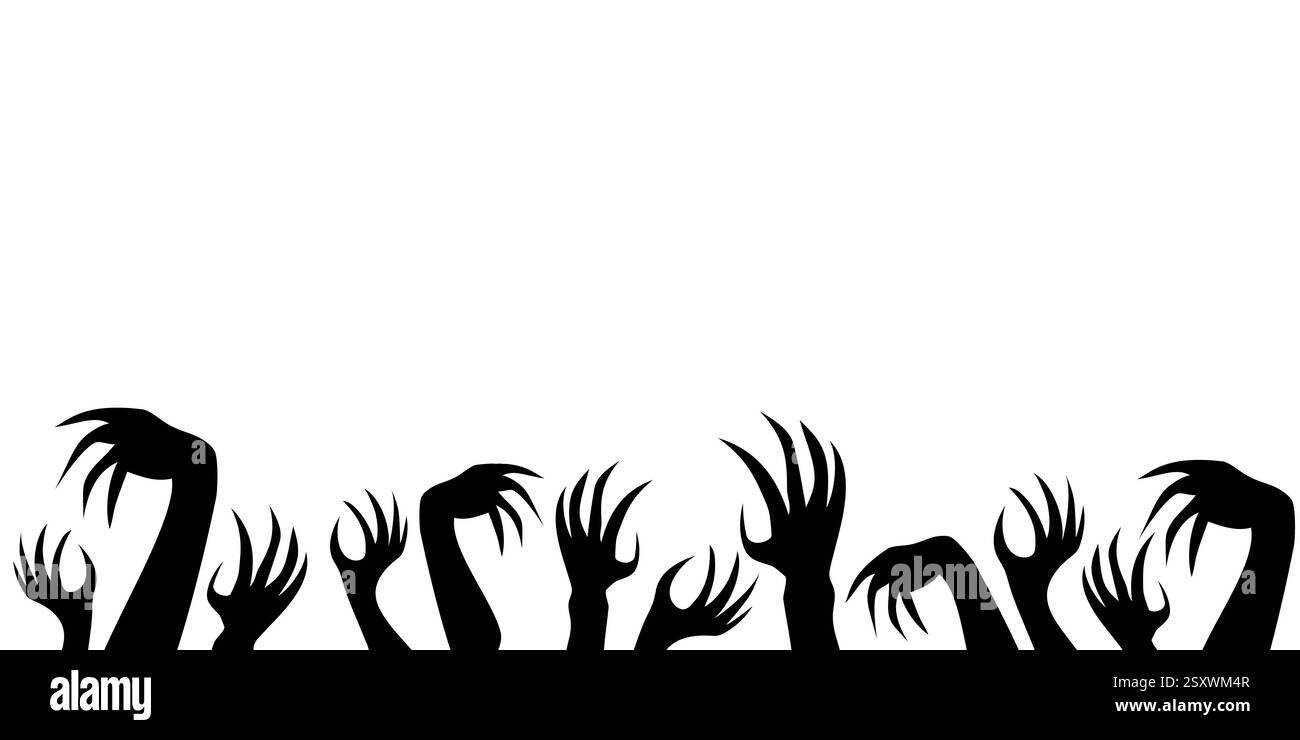 Zombie hands in dark silhouette for spooky designs Stock Vector Image ...