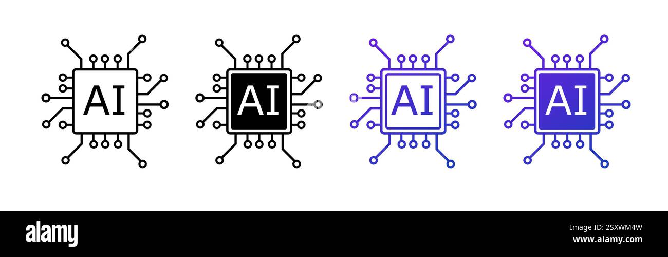 Futuristic AI logo with chip and circuits for modern technology Stock ...