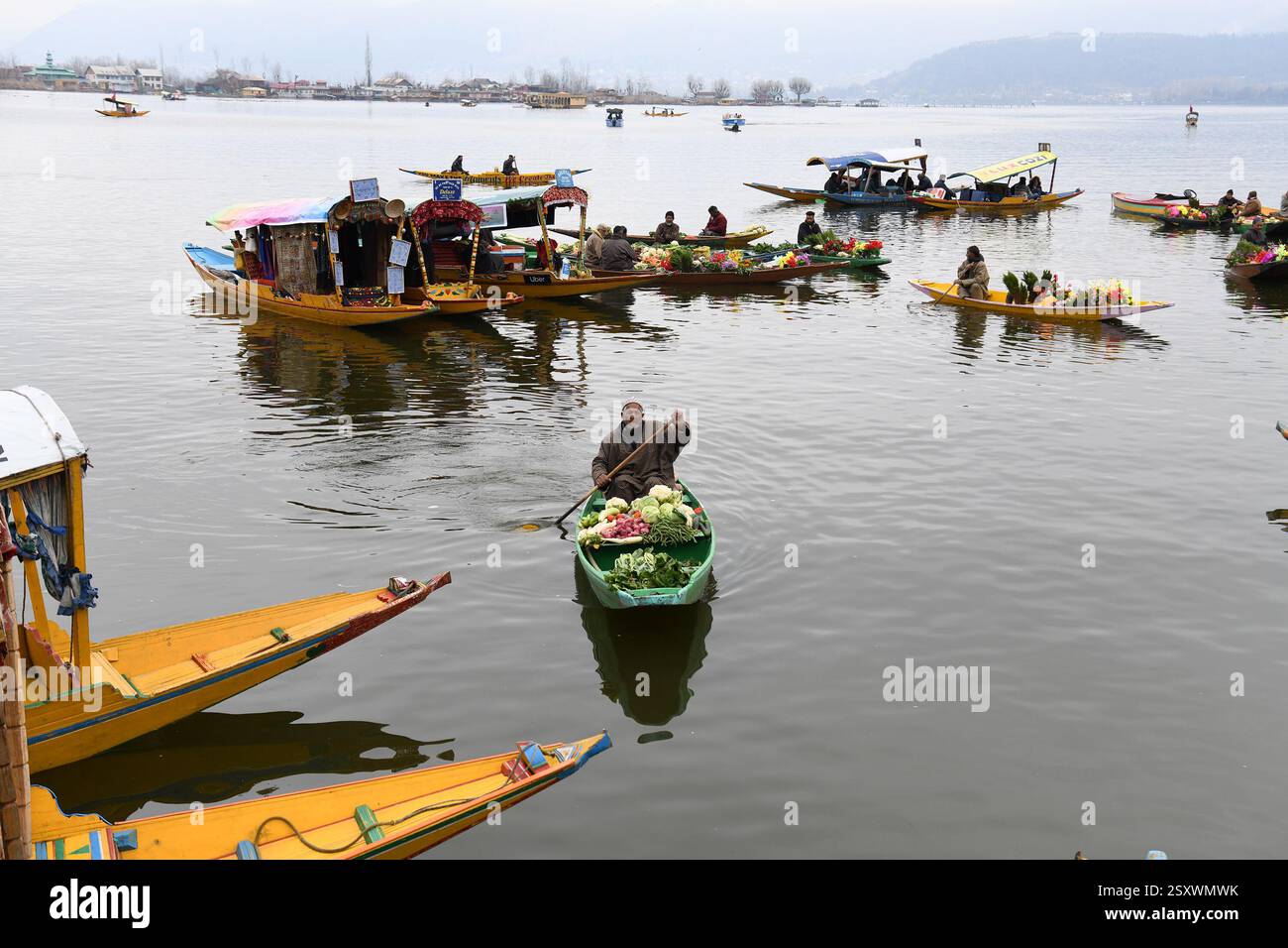 Srinagar, Jammu And Kashmir, India. 26th Feb, 2025. Traditional shikara ...