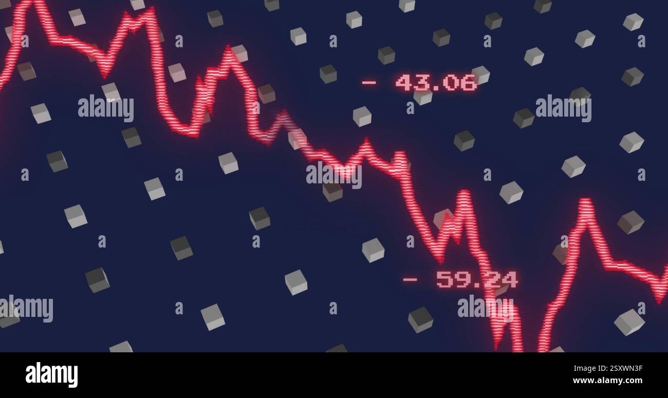 Image of squares and data processing over diagrams Stock Photo - Alamy