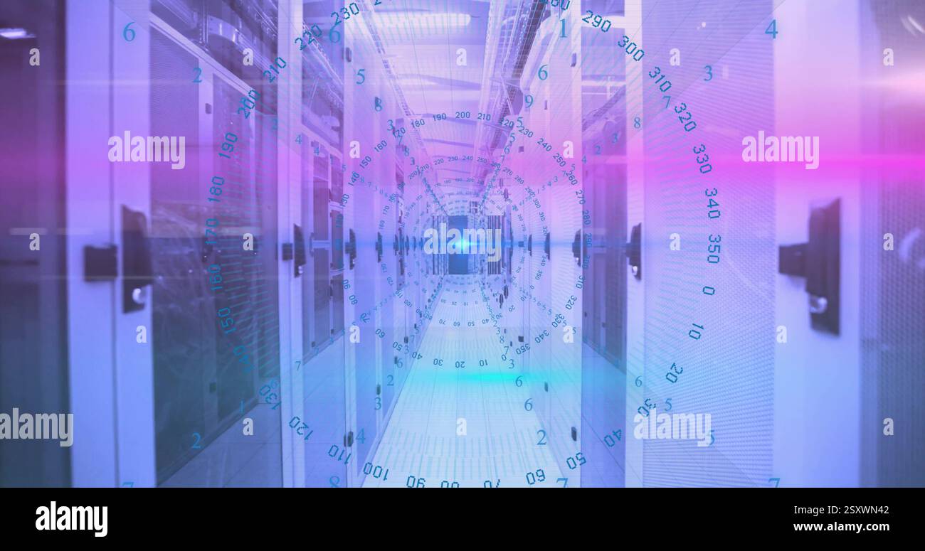 Image of data processing over server room Stock Photo - Alamy