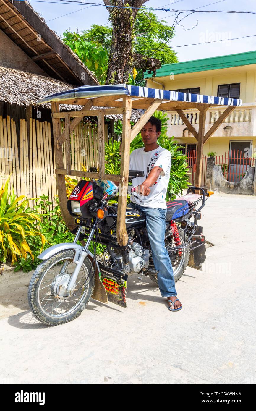 A rural commuter motorcycle locally called habalhabal with a modified ...