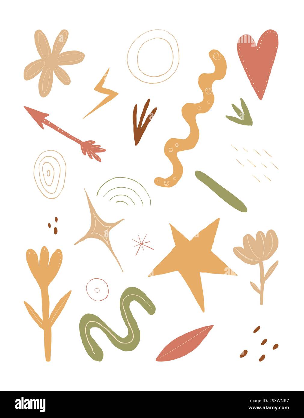 Modern abstract vector clipart with hand-drawn doodles, organic shapes ...