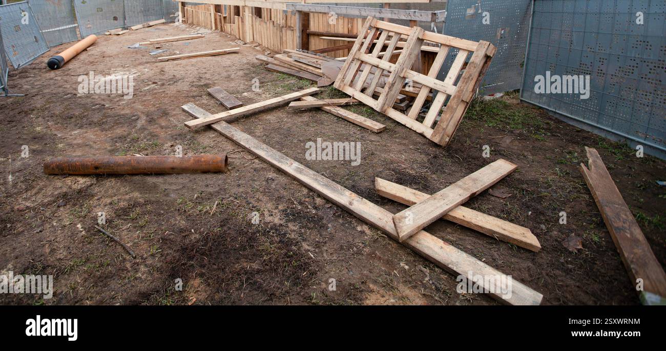 house demolition or disaster and wooden boards Stock Photo - Alamy