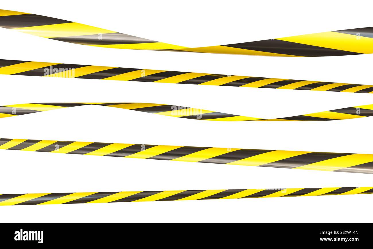Yellow and black caution stripes barrier transparent background 3d ...