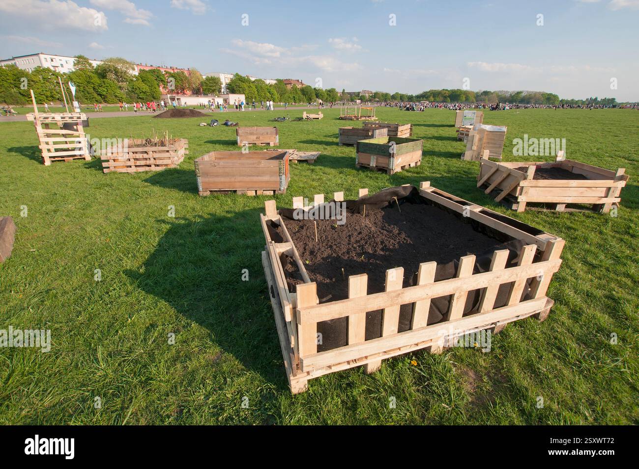Vegetable beds on the site of the former Tempelhof Airport. Berlin ...