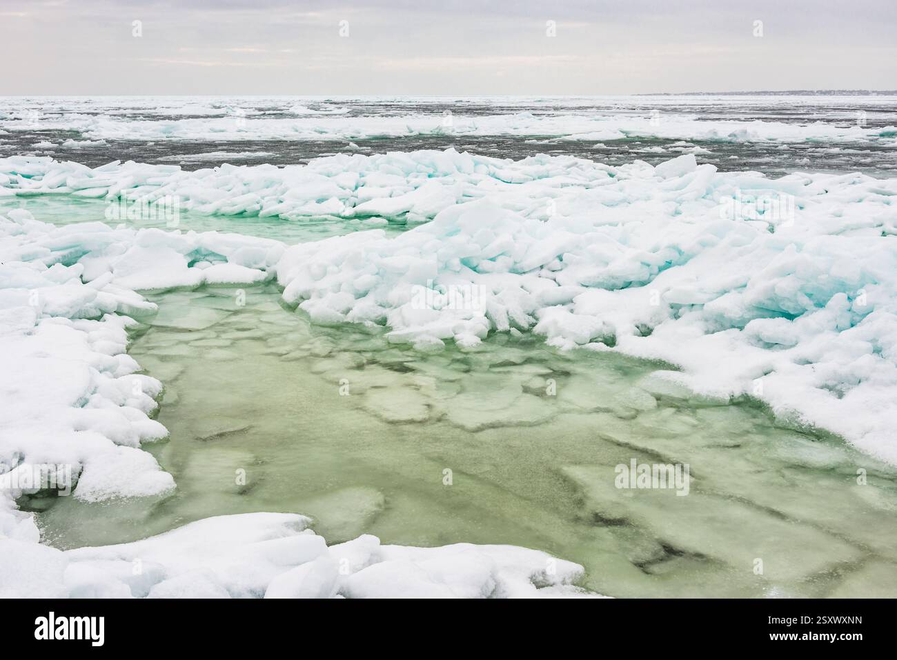 Layers of winter sea ice create a stunning landscape in Sweden, where ...