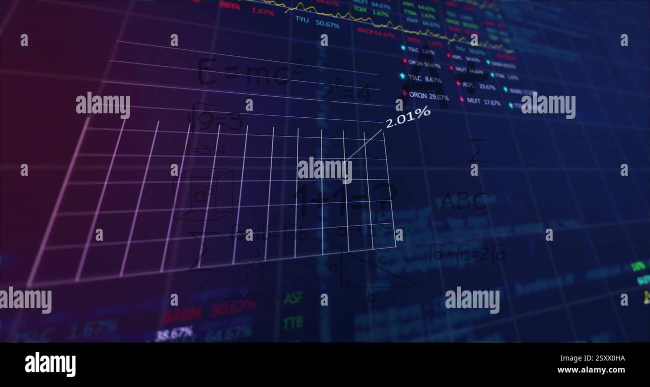 Image of financial data processing over grid Stock Photo - Alamy