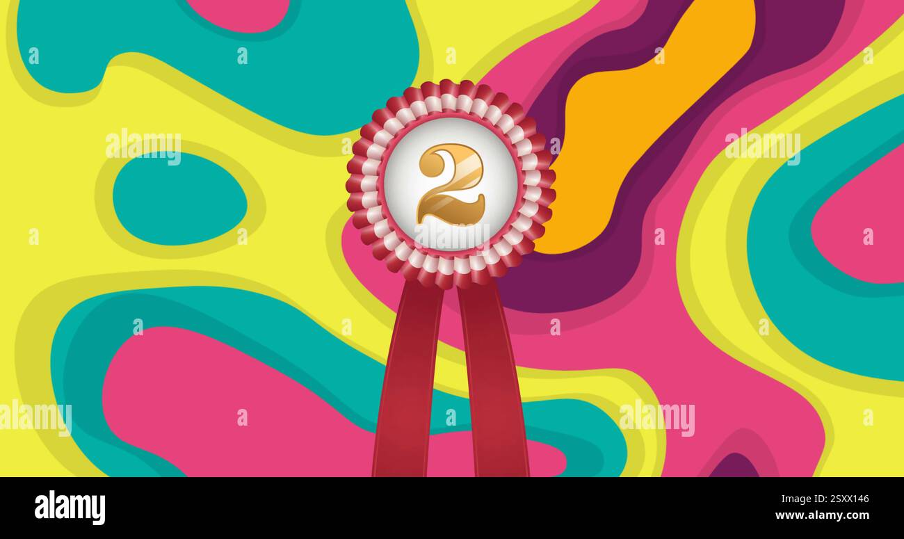 Image of second place medal over colourful background Stock Photo - Alamy