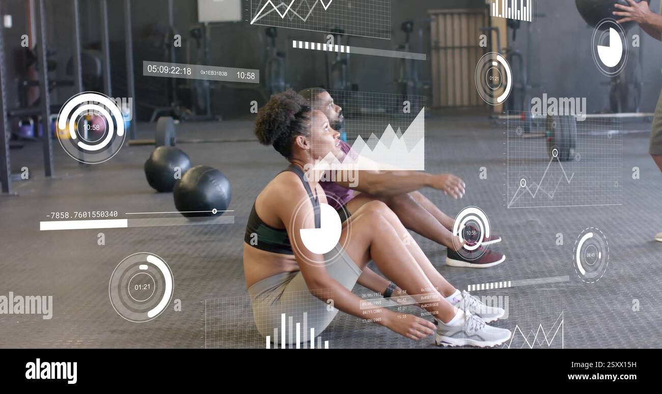 Image Of Diagrams And Data Processing Over Diverse Couple Exercising At