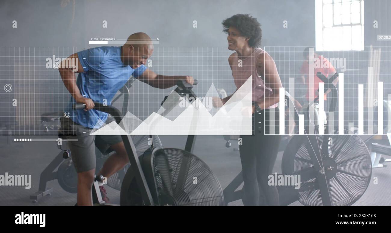 Image Of Diagrams And Data Processing Over Diverse Couple Exercising At
