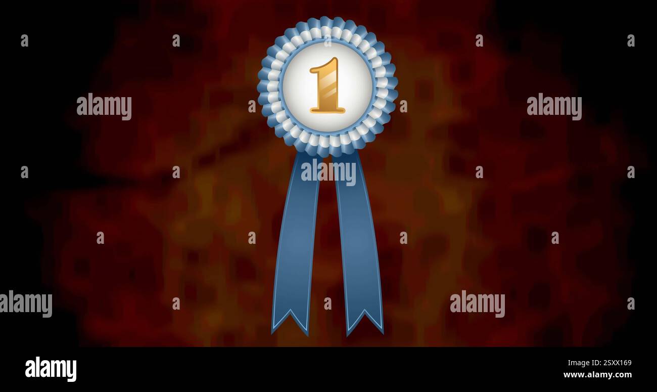 Image of blue medal on black background Stock Photo - Alamy