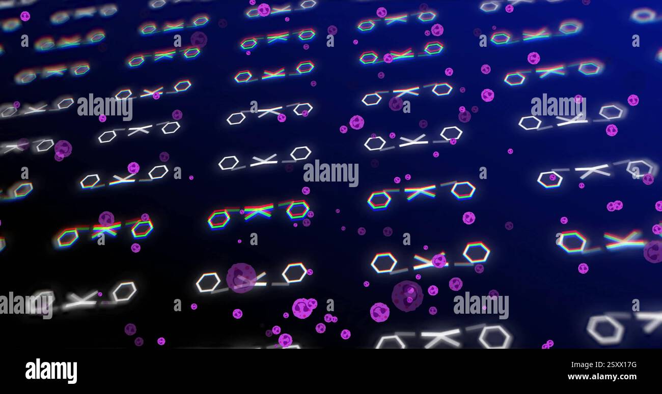 Image of moving emoji icons and shapes on black background Stock Photo ...