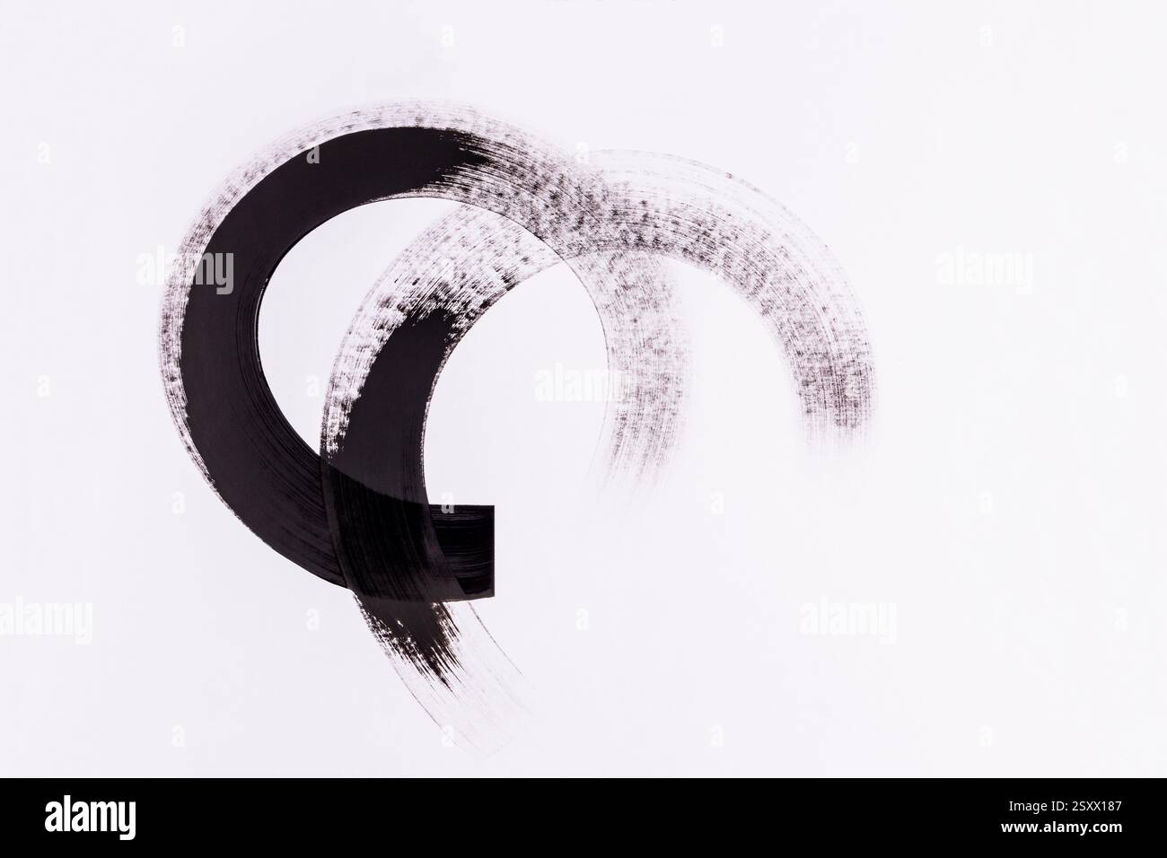 Beautiful curved lines of black paint. brush strokes semicircles ...