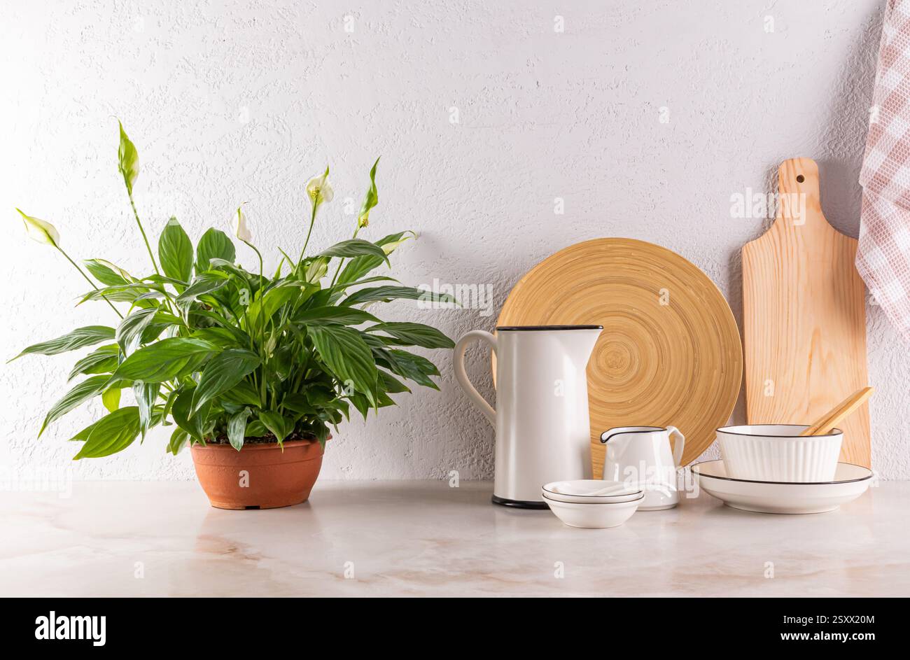 Beautiful kitchen background with wooden eco-friendly kitchen tools ...