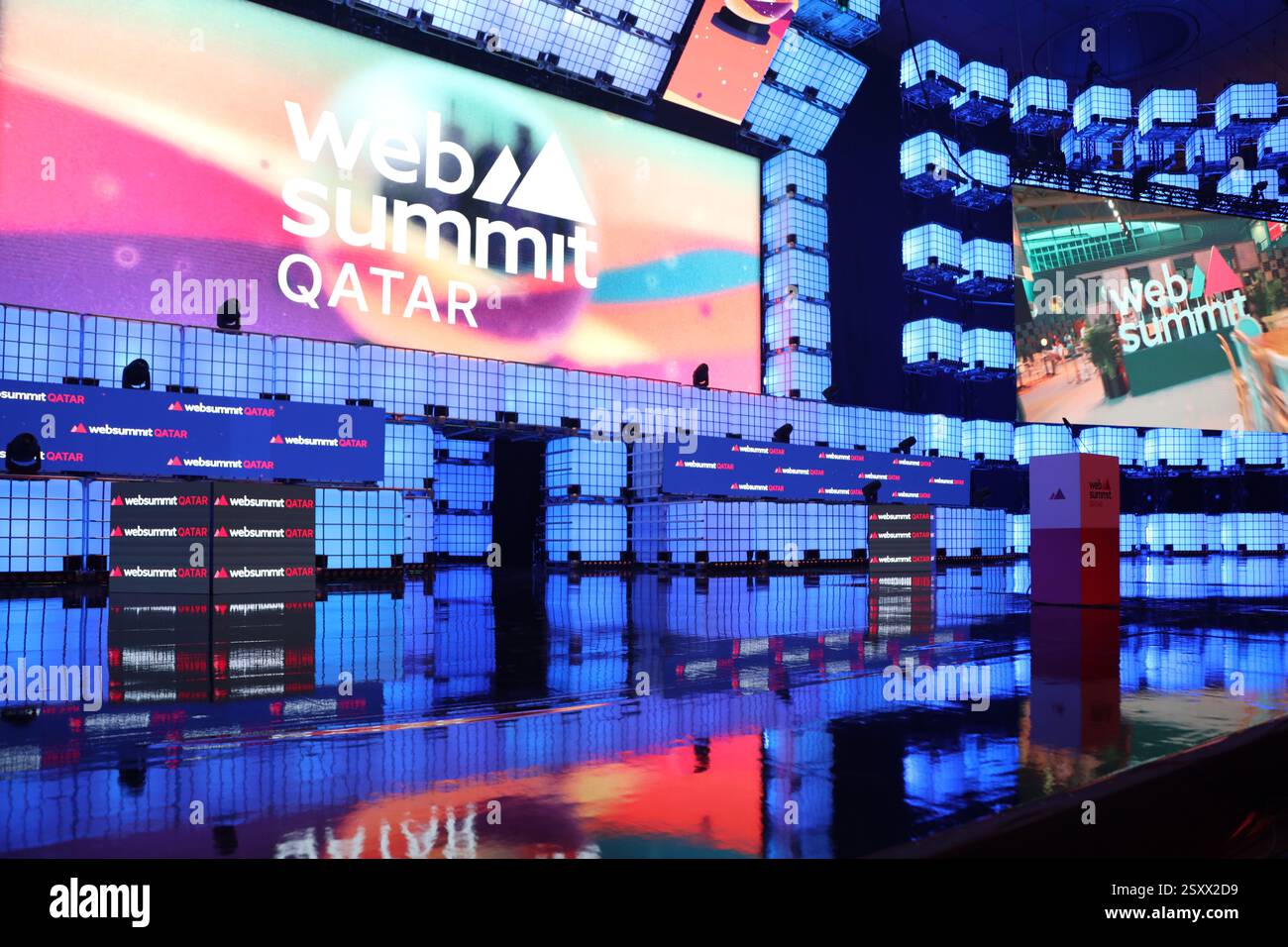 Vibrant advertisement showcasing doha skyline, promoting it as a hub ...