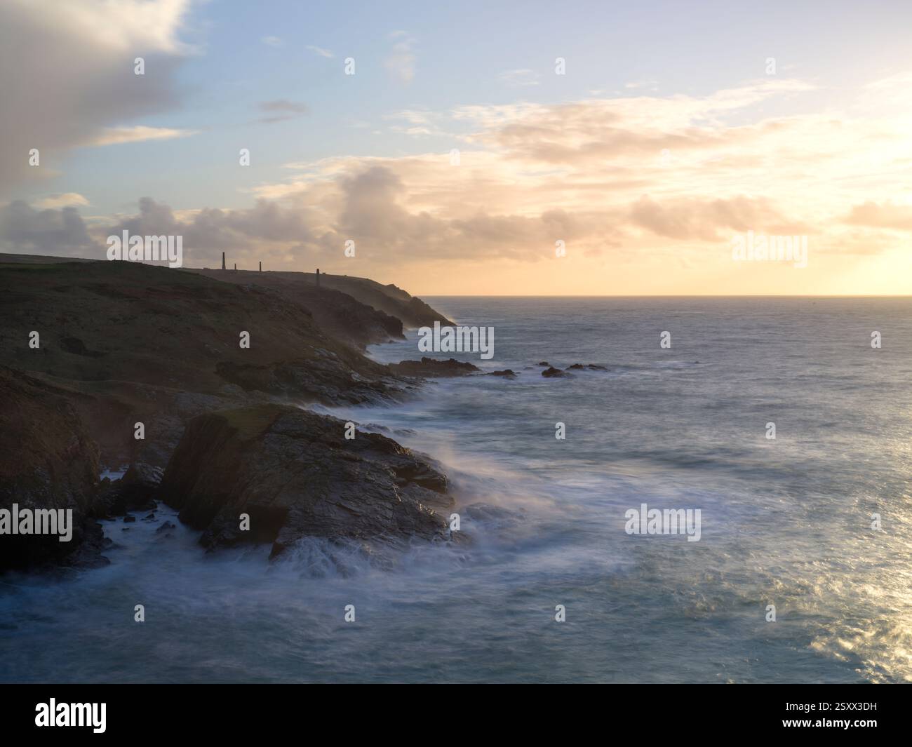 PENDEEN CLIFFS LOOKING FROM THE LIGHTHOUSE TOWARDS GEEVOR TIN MINES ON ...