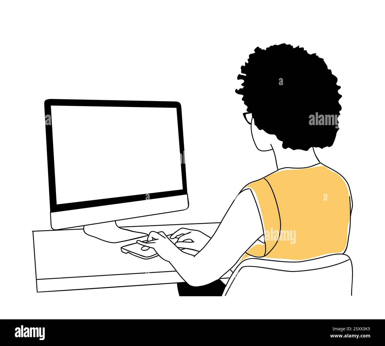 Woman designer working computer using Stock Vector Images - Alamy